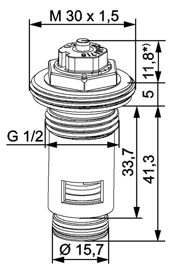 Heimeier Thermostat-Oberteil VHV8S G 1/2, 8 stufenlose Voreinstellwerte, für Ventilheizkörper ...