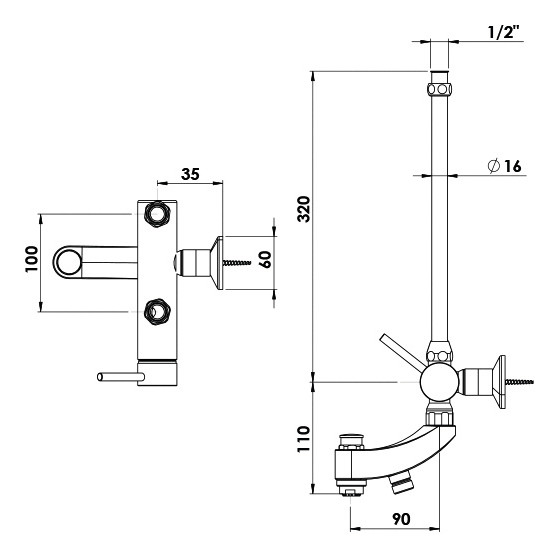 KWC Wannen-Einhebelmischer Kuri verchromt, NW 3/8", mit Handbrause, mit ...