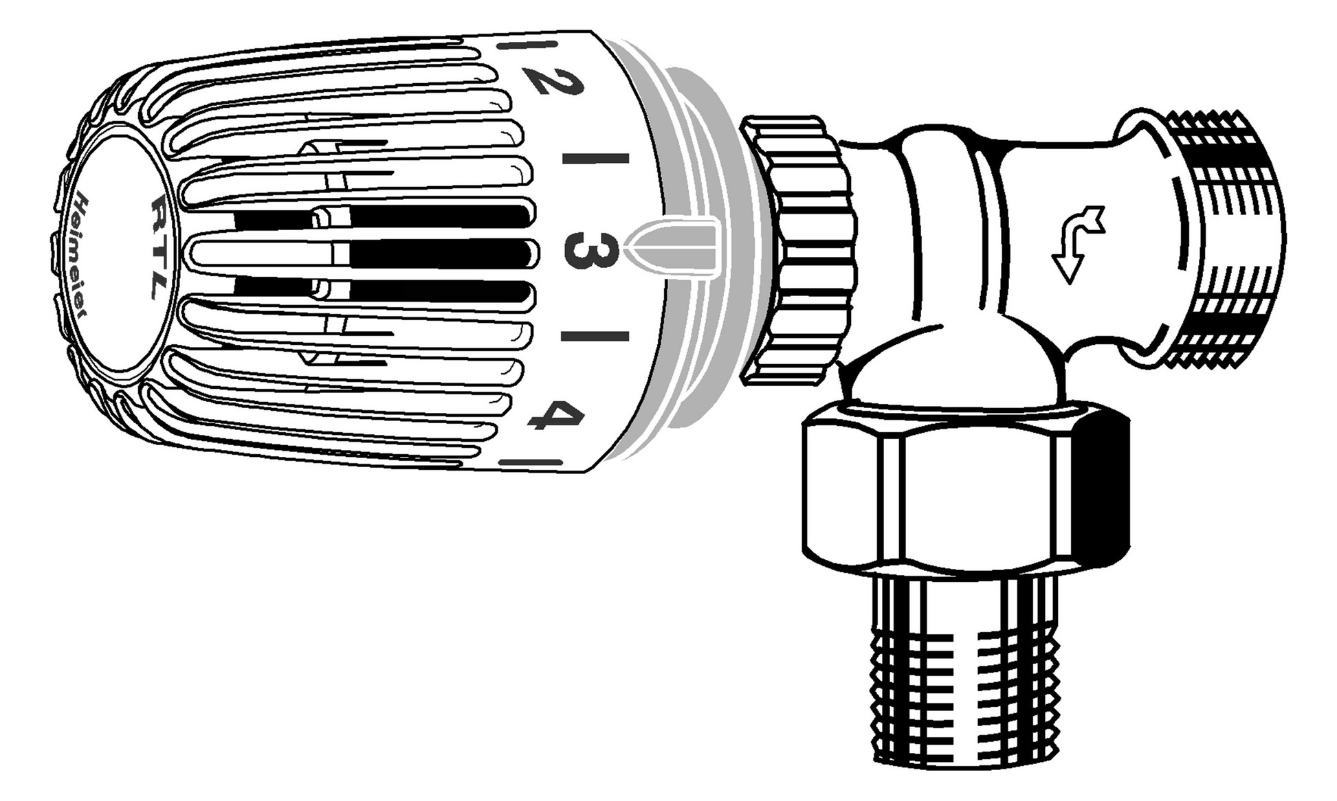 Heimeier Rücklauftemperaturbegrenzer RTL G 3/4, Axial, ohne ...